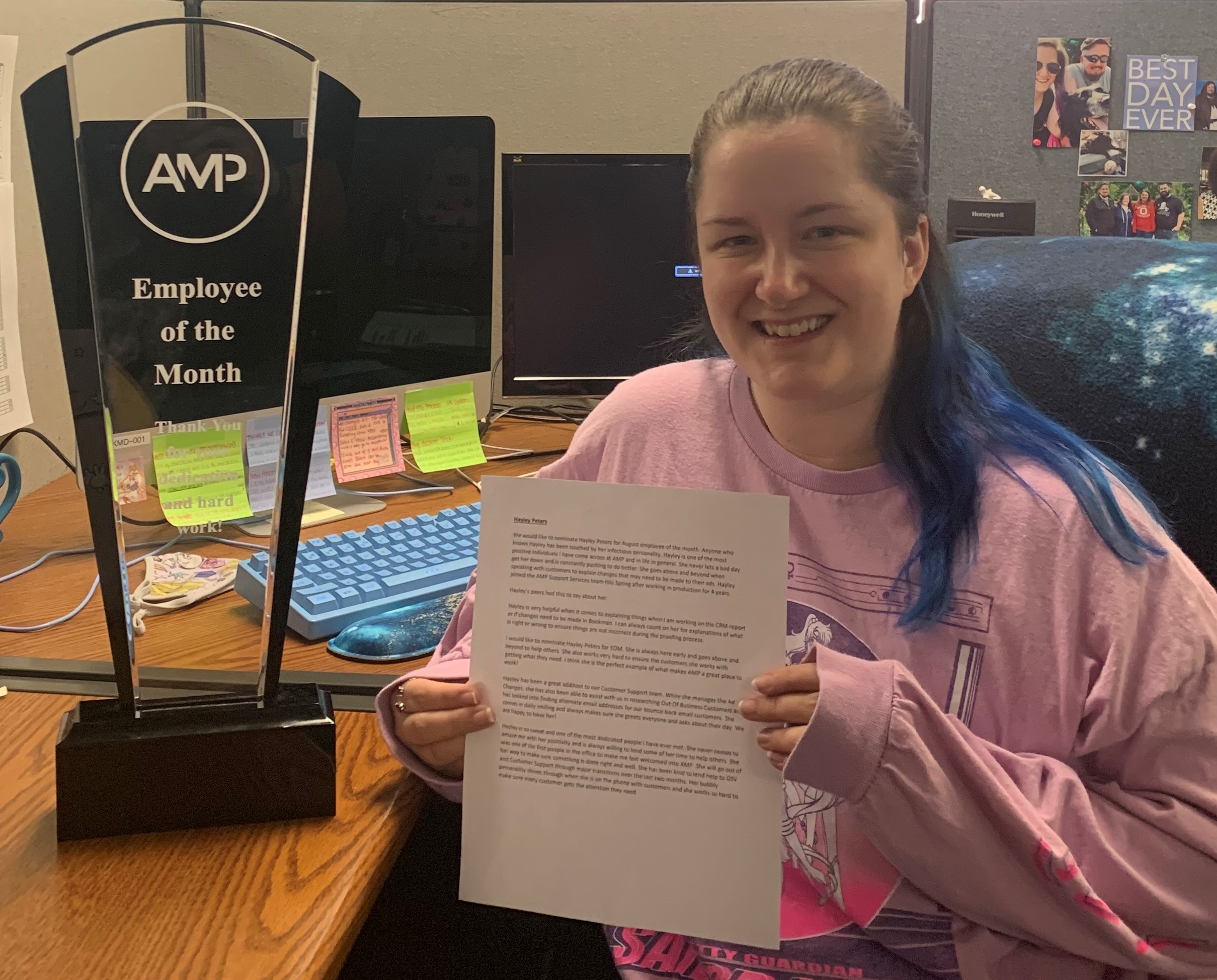 August AMP Employee of the Month! | American Marketing & Publishing, L.L.C.